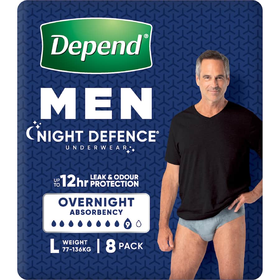 Depend Real Fit Underwear Night Defence Large 8 pack – SmartfoxNZ