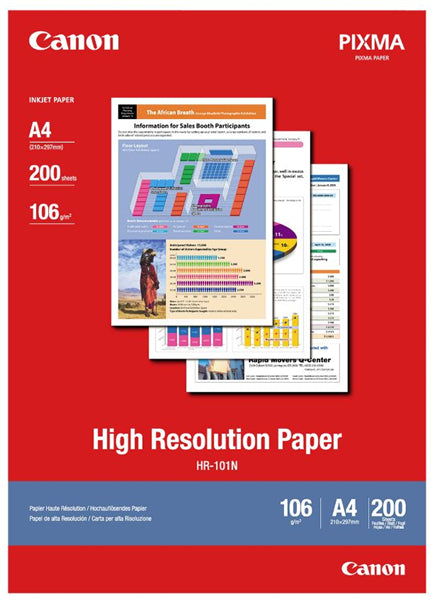 Canon HR-101N A4 High Resolution 106gsm Photo Paper - 200 Sheets ...