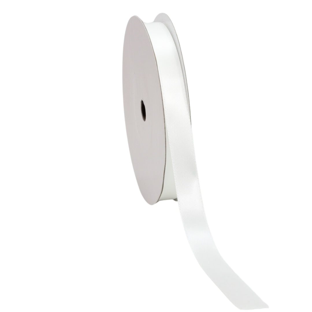 FD Satin Single Face Ribbon in Bridal White - 15mm x 50m – SmartfoxNZ