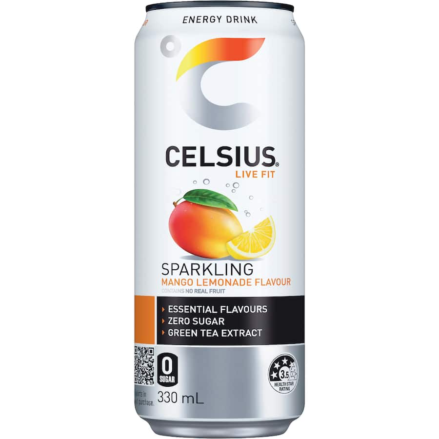 Celsius Energy Drink Sparkling Mango Lemonade - Refreshing Energy ...