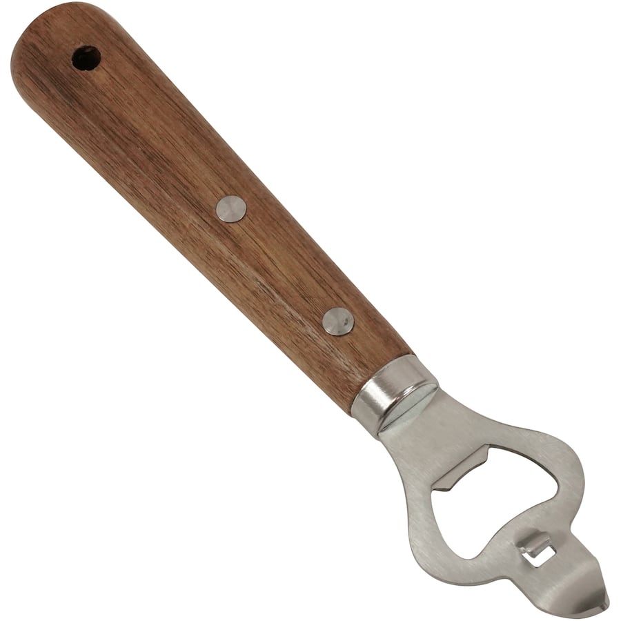 Food Guru Bottle Opener with Acacia Handle - Stainless Steel Design ...