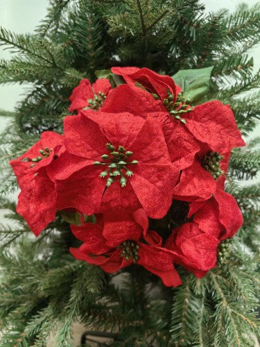 Artificial Poinsettia Bush x5 - Large 15cm (Red) – SmartfoxNZ