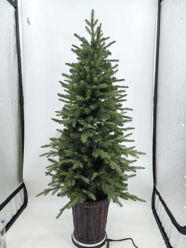 Artificial Pine Christmas Tree with Pot & 200 LED Warm Light 5' PE (Gr ...