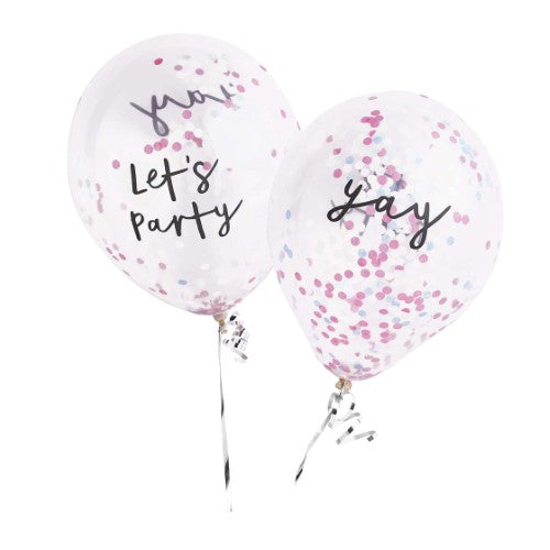 Pastel Pop Let's Party & Yay Confetti 30cm Latex Balloons - Pack of 5 ...