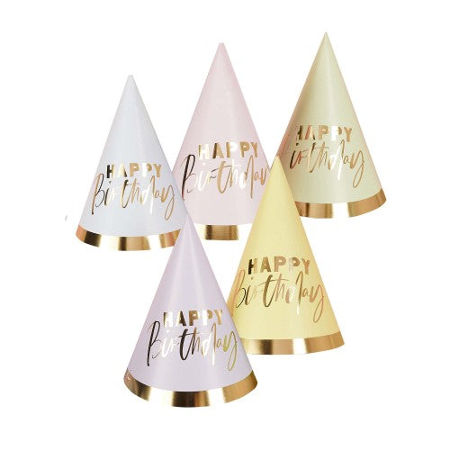 Pastel Party 'Happy Birthday' Party Hats - Pack of 10 – SmartfoxNZ