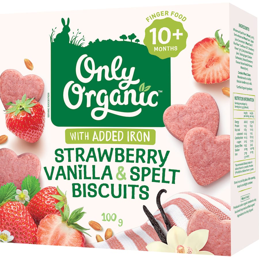 Only Organic Baby Snack Strawberry & Vanilla Biscuits 100g – SmartfoxNZ