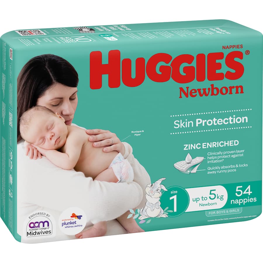 Huggies Newborn Nappies Size 1 for Boys & Girls - Bulk Pack 54 – SmartfoxNZ